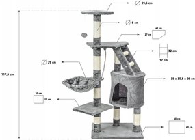 Bestent Drápadlo pro kočky 120cm Grey Bella