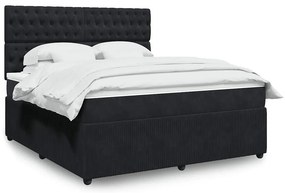 Box spring postel s matrací černá 180x200 cm samet 3292414