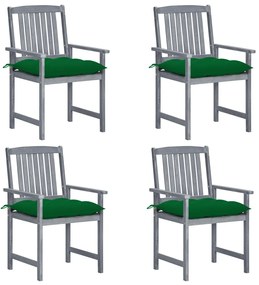 Zahradní židle s poduškami 4 ks šedé masivní akáciové dřevo,  3061262
