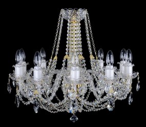 10 Arms glittering Crystal chandelier with smooth glass arms &amp; Cut almonds