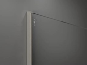 Mexen Kioto, sprchová zástěna Walk-In 100 x 200 cm, 8mm čiré sklo černý vzor, ​​broušená ocel profil, 800-100-101-97-77