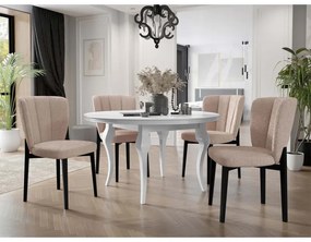 Oválný rozkládací stůl se 4 židlemi ST106 08, barva: černá, Barva stolu: bíly lesk, Potah: Magic Velvet 2250