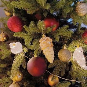 Sada vánočních ozdob šišky 11 cm, plast IP44, k zavěšení, venkovní, balení 4 ks