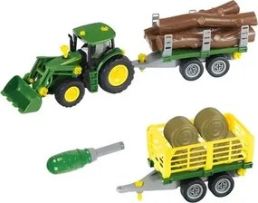 Traktor John Deere s natáčecím řízením a 2 přívěsy / Traktor / 2 přívě
