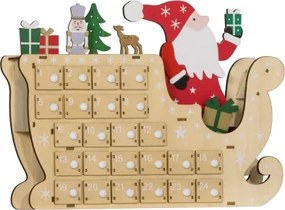 HOMCOM Adventní kalendář ze dřeva se 24 zásuvkami, opakovaně použitelný a doplnitelný adventní kalendář, 22,5 x 8 x 36 cm, přírodní