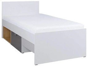 JOKER | jednolůžko postel 15 | 90x200 cm | bílá/grafit/šedá/lefkas světlý