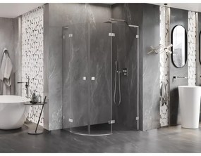 Mexen Lunar, L pravý půlkruhový sprchový kout 100 x 70 cm, 8mm čiré sklo, chromový profil, 833L-100P-070L-01-00