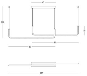 Zambelis 22010 závěsné LED svítidlo matně černé, 40W, 3000k, 120cm