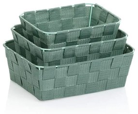KELA Sada košíků Alvaro plast vláknová páska limetková zelená 3 kusy KL-24518