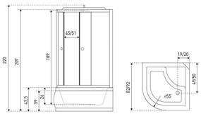 BPS-koupelny Hydromasážní box NV-Vero 82x82