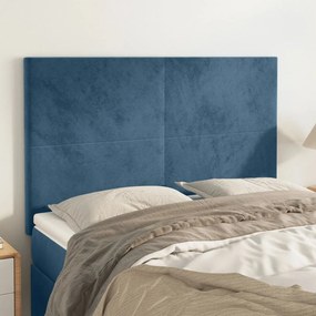 Čelo postele tmavě modré 144x5x118/128 cm sametové 3116104