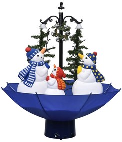 vidaXL Sněžící vánoční stromek s deštníkovým stojanem modrý 75 cm PVC