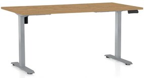 Výškově nastavitelný stůl OfficeTech B, 160 x 80 cm, šedá podnož, dub kamenný