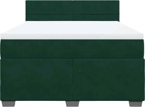Box spring postel s matrací tmavě zelená 140x190 cm samet 3288609