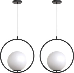 Toolight Toolight, stropní závěsné svítidlo, bílá skleněná koule, 1xE27, G110-1W, bílá-černá, OSW-09735