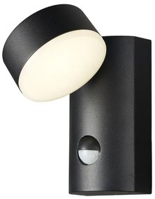 Otočné LED venkovní nástěnné svítidlo Siraz, černé, teplé světlo 12W, s čidlem pohybu