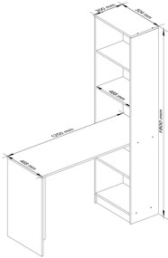 Psací stůl s regálem Smart bílý
