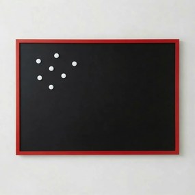 Toptabule.sk  Černá magnetická tabule v červeném dřevěném rámu COLOR 120x90 cm