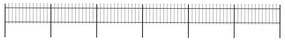Zahradní plot s kopím nahoře ocelový 1005 x 80 cm černý 277607