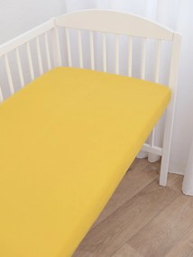 MK Lůžkoviny Jersey prostěradlo do postýlky Classic 70 × 140 cm - hořčicová