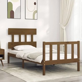 Rám postele s čelem medově hnědý 90 x 200 cm masivní dřevo,  3193324 HangarStore.cz