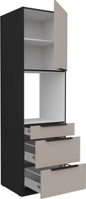ARIA cb | vysoká skříňka 60 DPS-210 3S1F na vestavnou troubu | PREMIUM BOX | 60 cm | ANTI FINGERPRINT povrch | černá/béžová