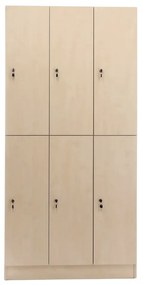 Dřevěná šatní skříňka Visio - 6 boxů, 90 x 45 x 185 cm, cylindrický zámek, javor