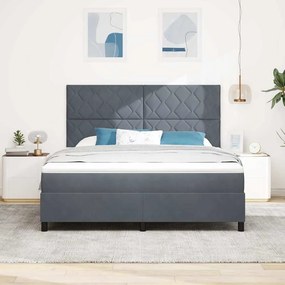Postel s boxspringem s čelo Tmavě šedá 180 x 200 cm samet 3339915