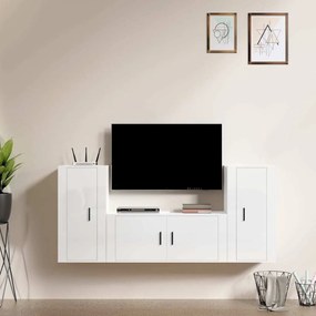 vidaXL 3dílný set TV skříněk kompozitní dřevo [3188539] Barva: bílá s vysokým leskem