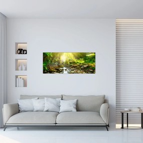 Obraz řeky v zeleném lese (100x40 cm), 40 dalších rozměrů