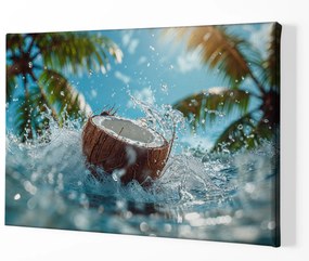 Obraz na plátně - Kokos v divoké vodě FeelHappy.cz Velikost obrazu: 180 x 120 cm