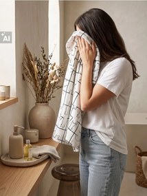 Sinsay - Bavlněný ručník s potiskem koček - šedá