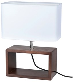 BRITOP Stolní lampa CADRE, 1xE27, v. 38 cm Barva stínidla: Bílá látka, Barva podstavy: Bukové dřevo