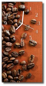 Nástěnné hodiny vertikální Kuchyňská zrna hnědé kávy