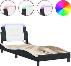 Rám postele s LED bez matrace Zadar černý a bílý 90x200 cm 3214087
