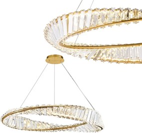 Křišťálový závěsný LED lustr APP1201-CP 50 cm zlatý/neutrální bílá
