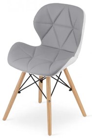 Jídelní židle LAGO ekokůže - šedá / bílá (hnědé nohy)