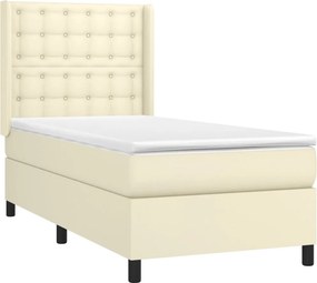 Box spring postel s matrací a LED krémová 80x200 cm umělá kůže 3139351