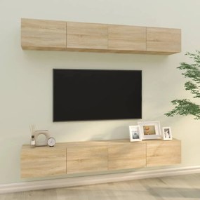 Nástěnné TV skříňky 4 ks dub sonoma 100 x 30 x 30 cm