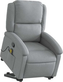 Zvedací masážní polohovací křeslo světle šedé textil 3204176