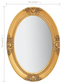 Nástěnné zrcadlo Seall - barokní styl - zlaté | 50x70 cm