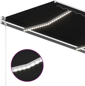 Automatická markýza LED a senzor větru 350x250 cm antracitová 3068894
