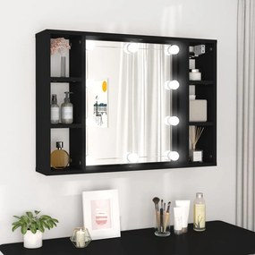Zrcadlová skříňka s LED černá 76 x 15 x 55 cm