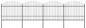 Zahradní plot s kopím nahoře ocelový 671 x 175 cm černý 277742