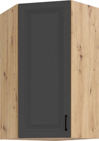 STILO gr | horní skříňka 60x60 GN-108 1F (45°) rohová s policemi | EXTRA VYSOKÁ | UNI dvířka | artisan/grafit
