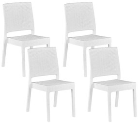Sada 4 zahradních židlí v ratanovém vzhledu bílá FOSSANO Beliani