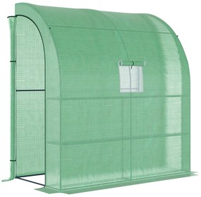 Fóliový skleník Outsunny Skleník 200 x 100 x 215 cm se 2 dveřmi, UV ochrana, ocel a PE pro pěstování rostlin, zelený