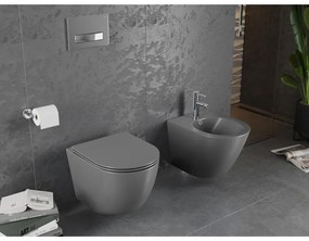 Mexen Lena, závěsná toaletní mísa 480x360x355 mm s pomalu padajícím sedátkem, tmavě šedá, 30224071
