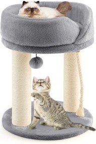 Costway Cat Tree Cat škrabadlo s měkkým sedákem sisalová věž pro kočky šedé