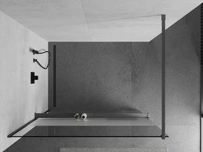 Mexen Kioto+, sprchová zástěna Walk-In s poličkou a věšákem 110 x 200 cm, 8mm čiré sklo-námraza, grafitový profil, 800-110-121-95-35